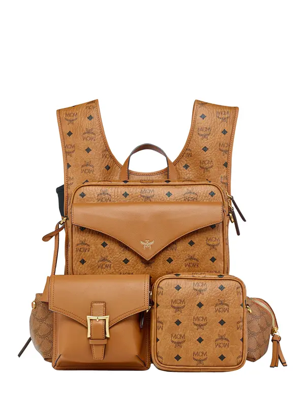 Mcm Aren Multi Backpack - Cognac