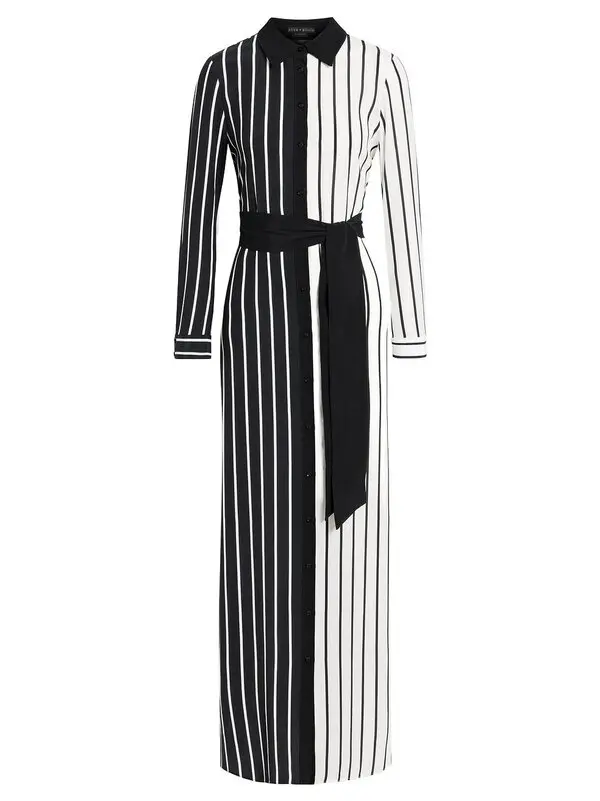 Alice + Olivia Chassidy Striped Maxi Shirt Dress - Black