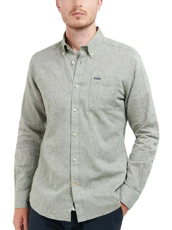 Barbour Nelson Tailored Fit Long Sleeve Button Down Shirt - Bleached Olive