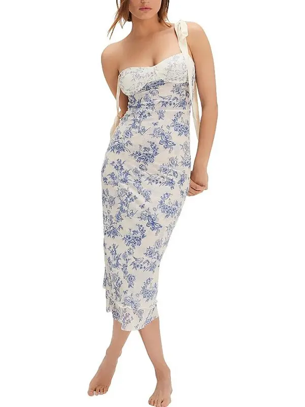 Free People Printed Slip Midi Dress - Toile Tea