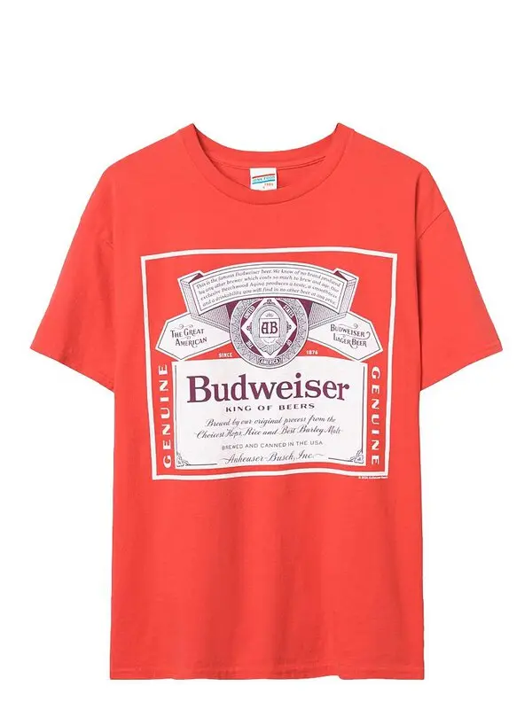 Junk Food Clothing Budweiser Label King Of Beers Flea Market Tee - Red