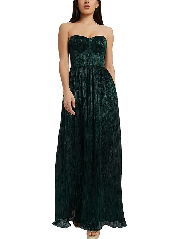 Dress The Population Audrina Plisse Maxi Gown - Deep Emerald