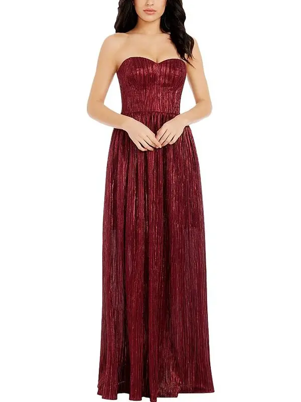 Dress The Population Audrina Plisse Maxi Gown - Port