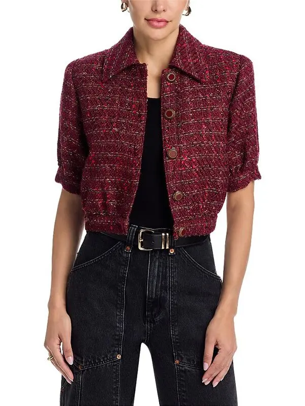 L'Agence Cove Cropped Jacket - Brown/black Cherry Tweed