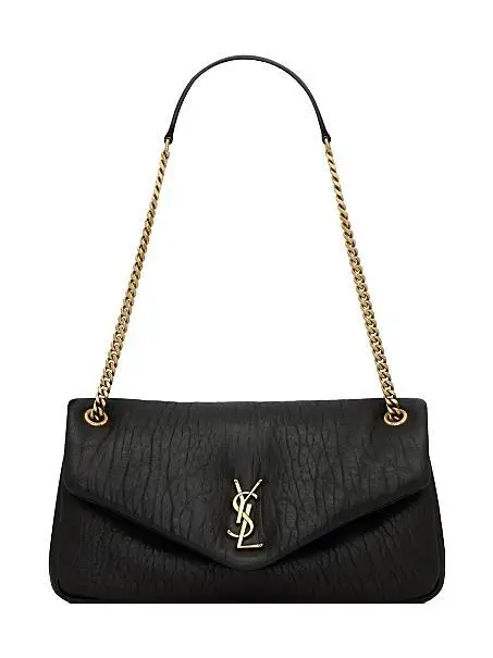 Saint Laurent Calypso Medium Shoulder Bag - Black Grain Lambskin/gold