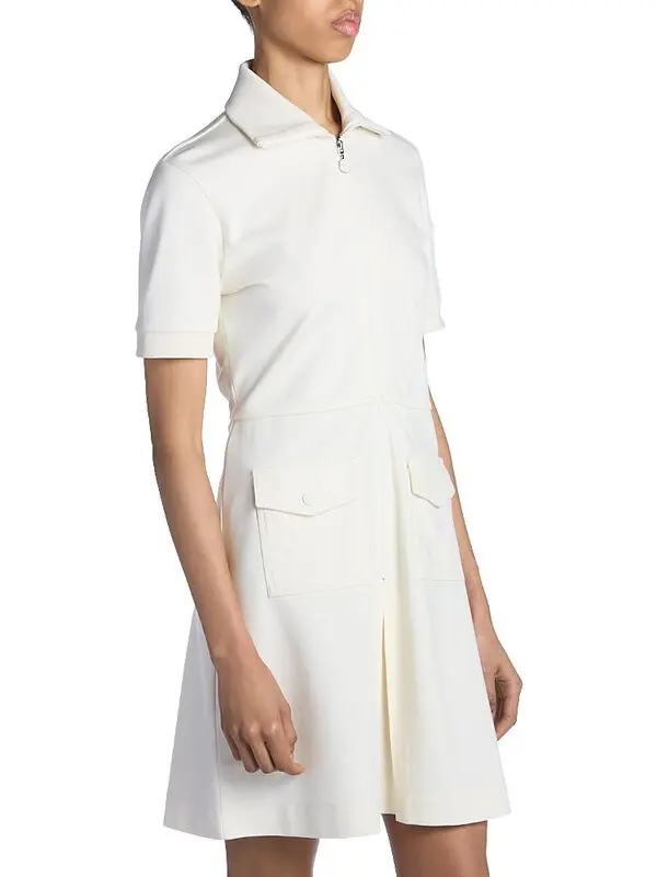 Moncler Punto Milano Zip-front Dress - Silk White
