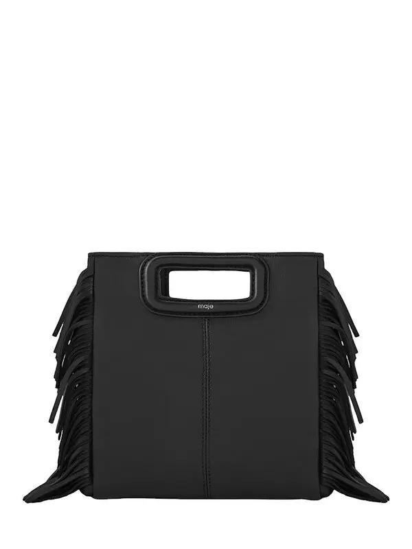 Maje M Fringe Leather Crossbody Bag - Black