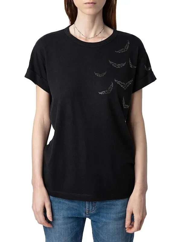 Zadig&Voltaire Rhinestone Wing Tee - Stone
