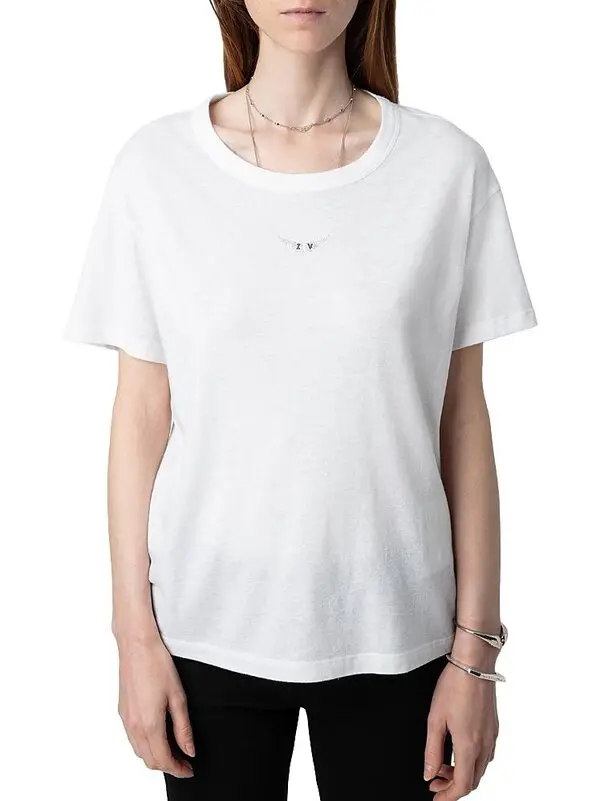 Zadig&Voltaire Mar Rhinestone Wings Tee - Blanc