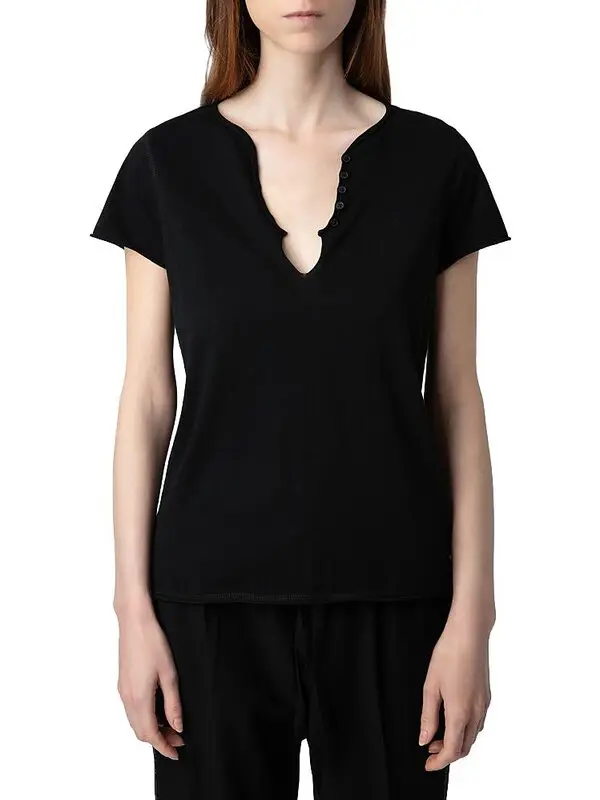 Zadig&Voltaire Diamante Henley Tee - Noir