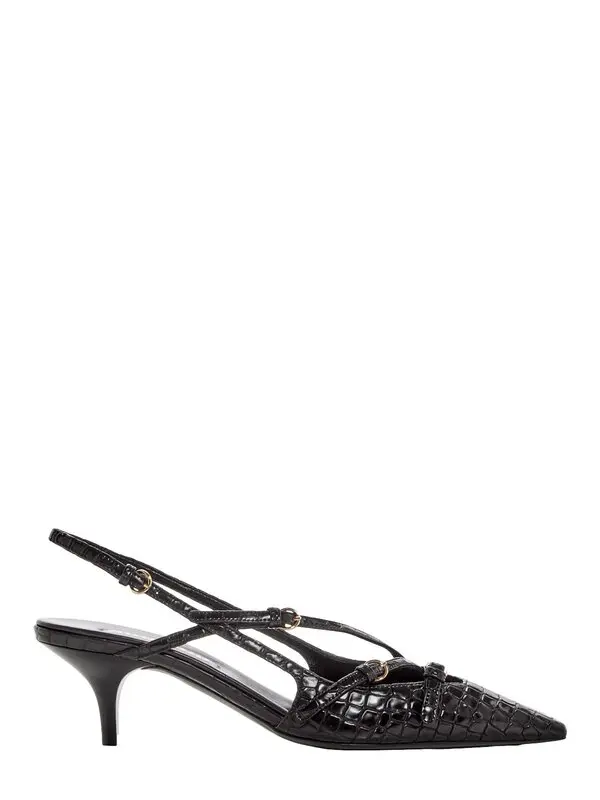 Miu Miu Croc Embossed Pointed Toe Pumps - Nero