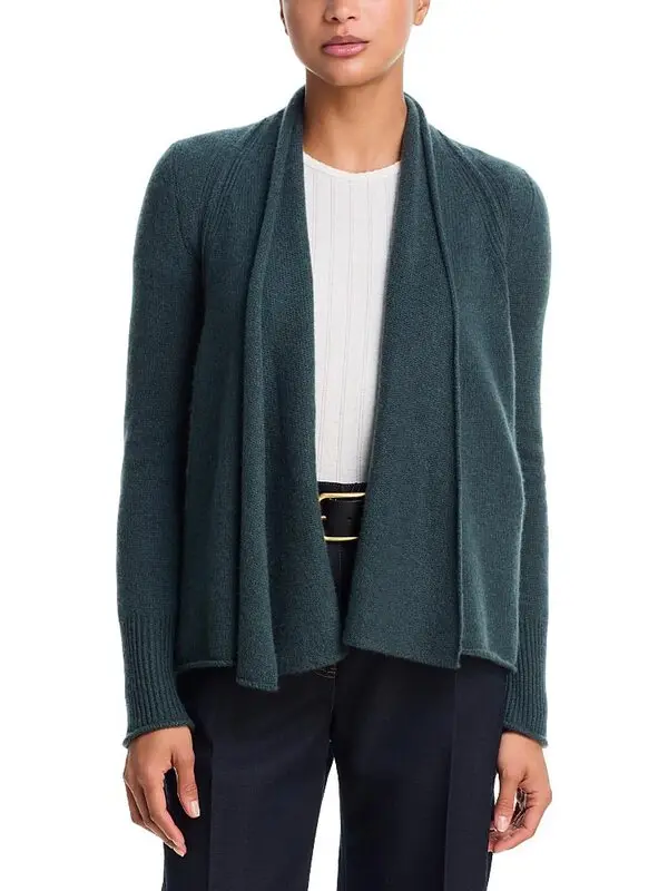 Aqua 100% Cashmere Drape Front Cardigan - Army