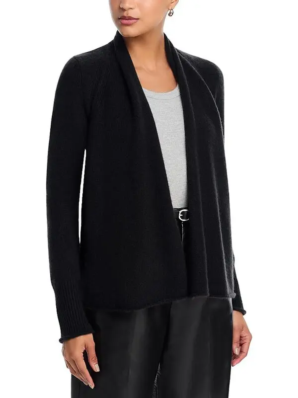 Aqua Drape Front Cardigan - Black