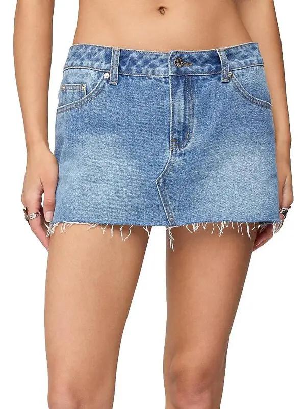 EDIKTED Micah Denim Mini Skirt - Blue-washed