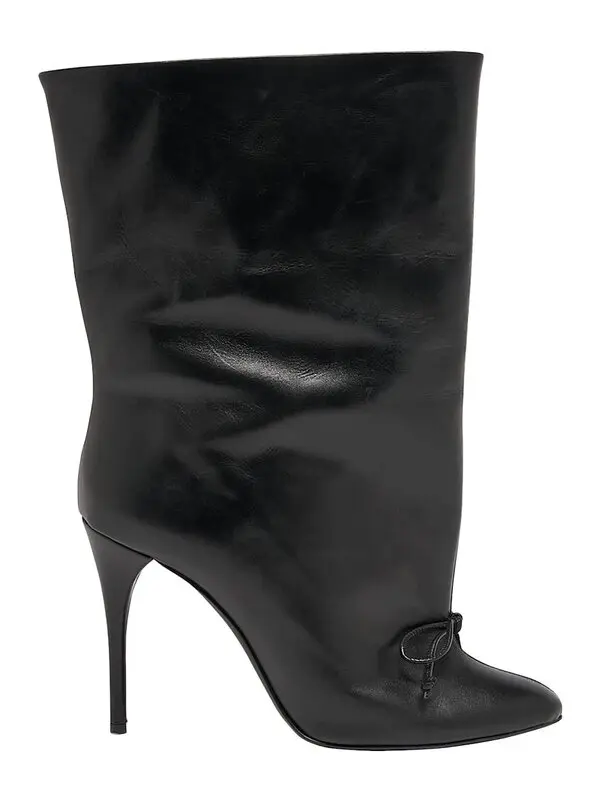 Alaïa Calfskin Bow Stiletto Ankle Booties - Noir