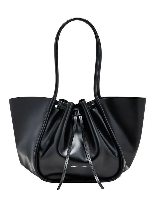 Proenza Schouler Large Ruched Leather Tote Bag - Black