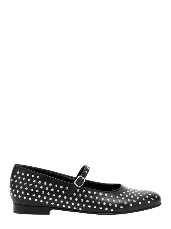 ALOHAS Lucien Studded Leather Ballet Flats - Black