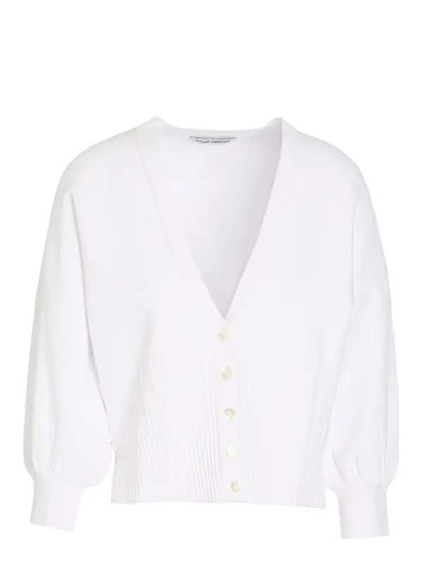 Autumn Cashmere Pintucked Knitted Cardigan - White