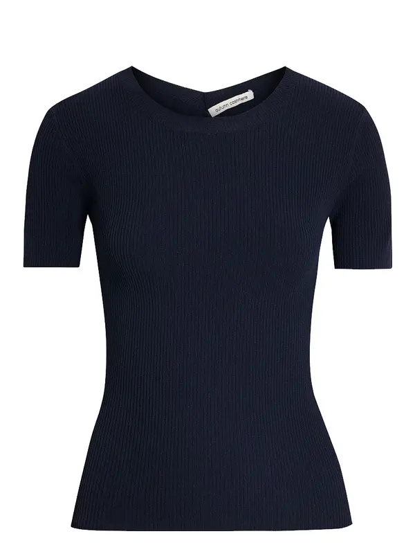 Autumn Cashmere Cutout Ribbed-knit Top - Navy