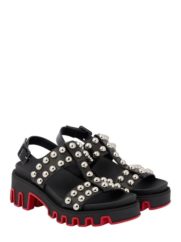 CHRISTIAN LOUBOUTIN Duniclou Studded Leather Sandals - Black