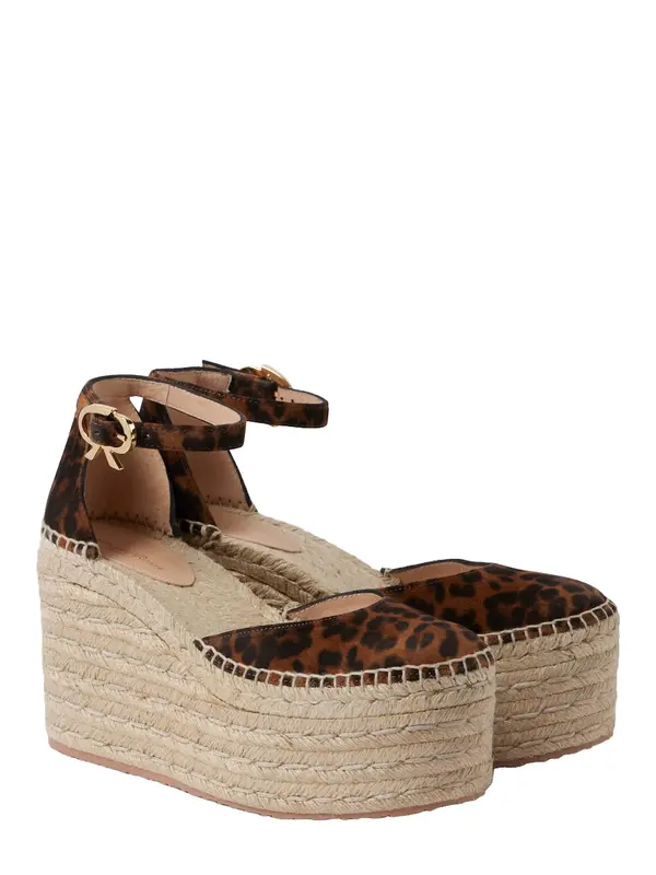 GIANVITO ROSSI Leopard-print Espadrille Wedges - Multicoloured