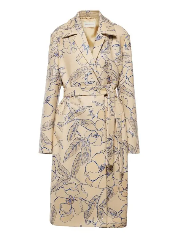 Dries Van Noten Floral Wool-blend Trench Coat - Beige