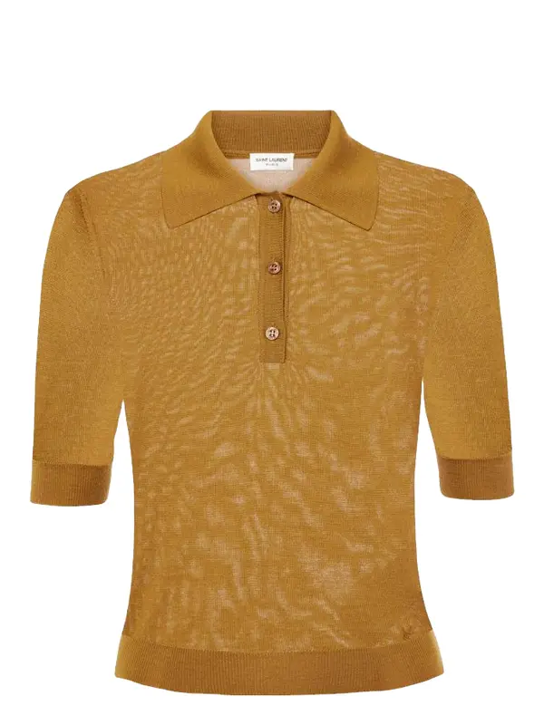 Saint Laurent Cashmere, Wool And Silk Polo Shirt - Yellow
