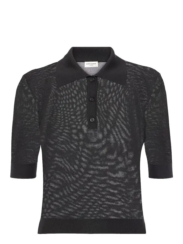 Saint Laurent Cashmere, Wool And Silk Polo Shirt - Black