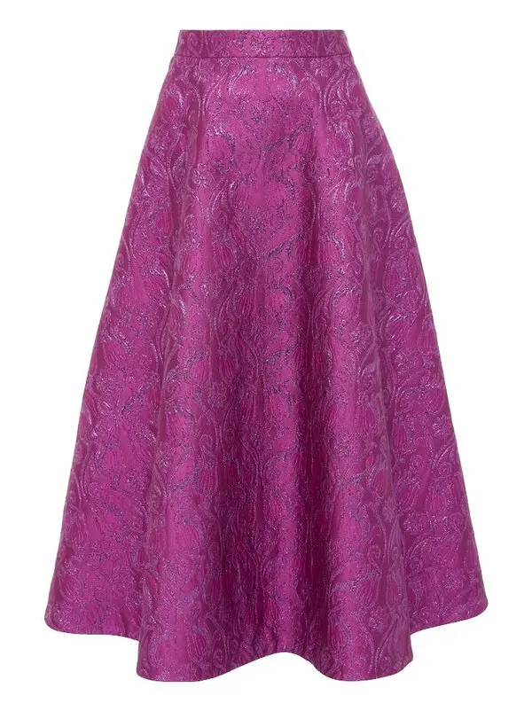 Valentino Garavani Floral Brocade Midi Skirt - Purple