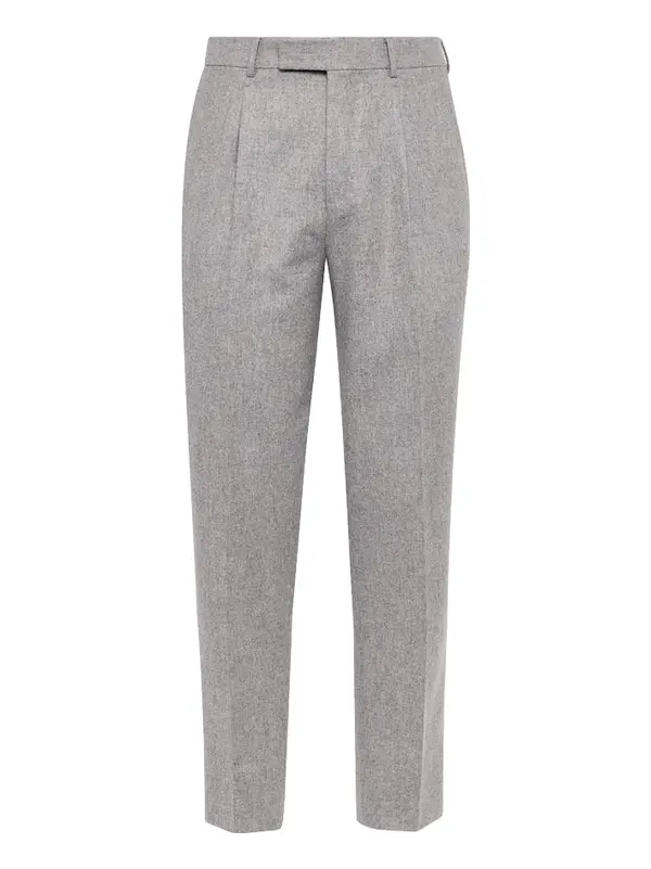 Zegna Wool Straight Trousers - Grey