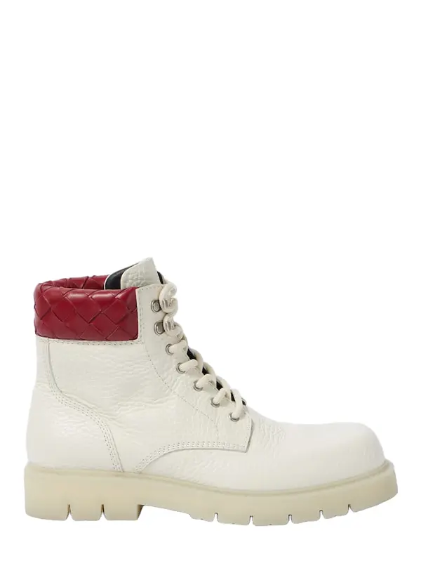 Bottega Veneta Haddock Intrecciato Leather Lace-up Boots - White