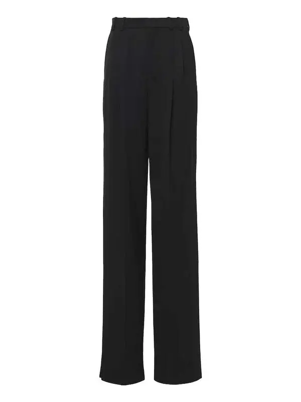 Saint Laurent High-rise Wide-leg Wool Pants - Black