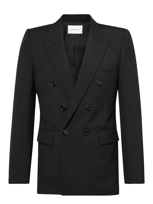 Saint Laurent Double-breasted Wool Blazer - Black