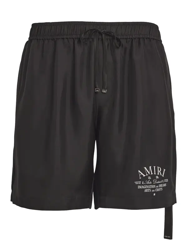 Amiri Silk Logo Shorts - Black