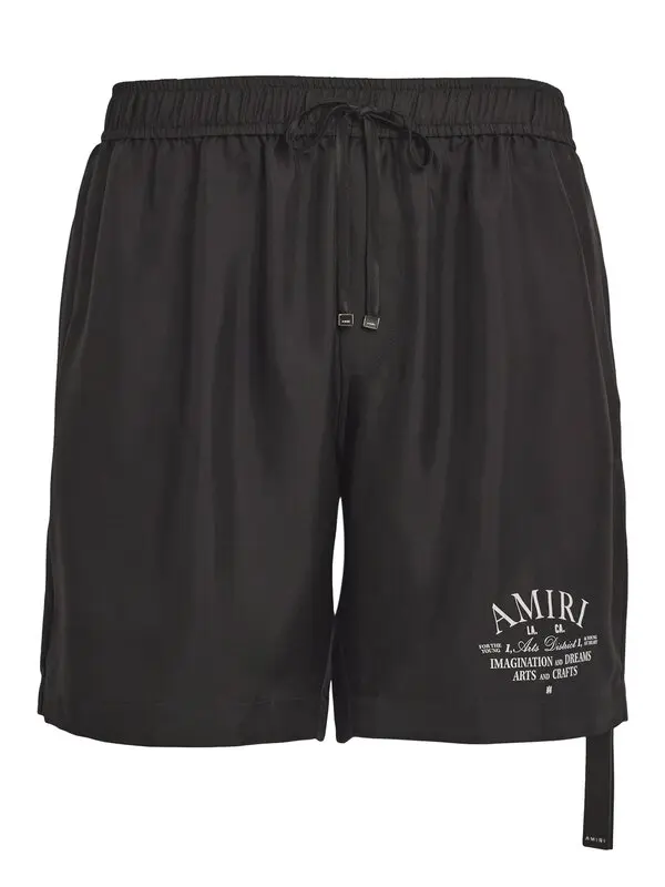 Amiri Silk Logo Shorts - Black