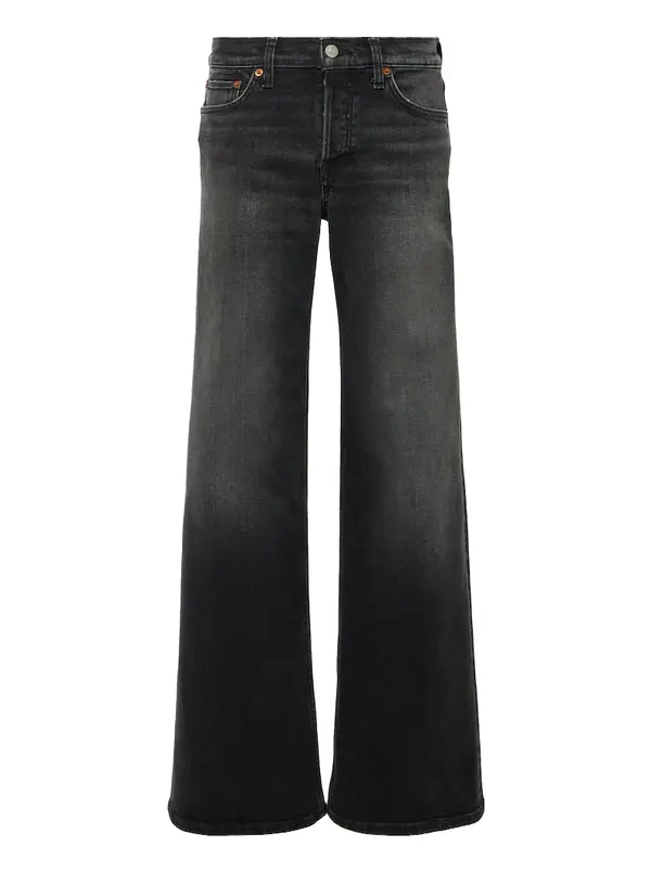 RE/DONE Mid-rise Wide-leg Jeans - Black