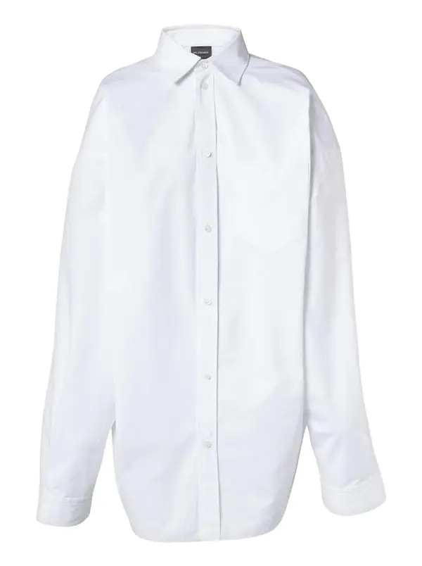 Balenciaga Oversized Cotton Poplin Shirt - White