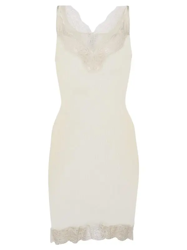 Saint Laurent Lace-trimmed Silk Minidress - White