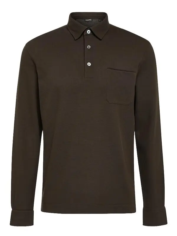Zegna Cotton Polo Sweater - Brown