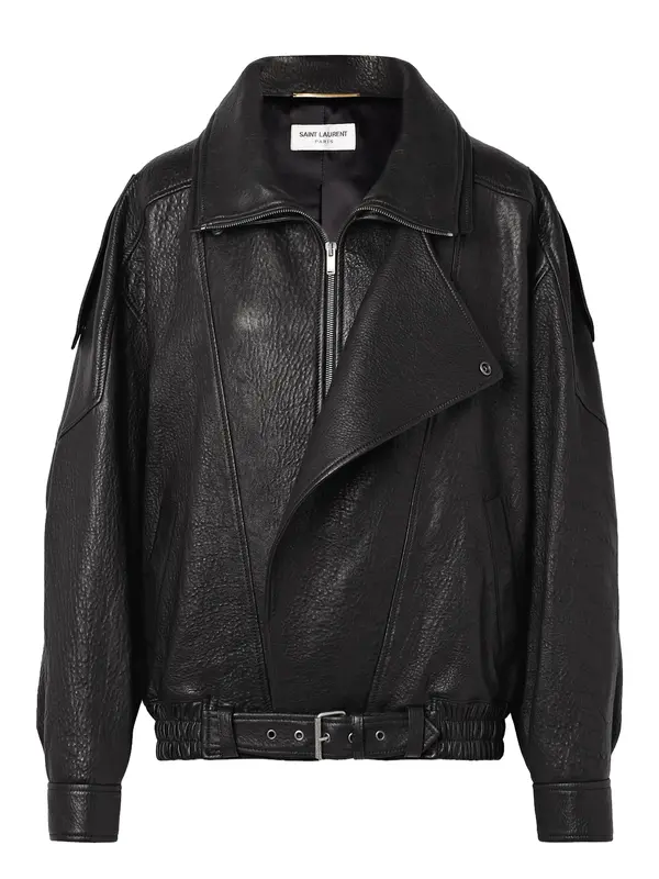 Saint Laurent Oversized Textured-leather Jacket - Black