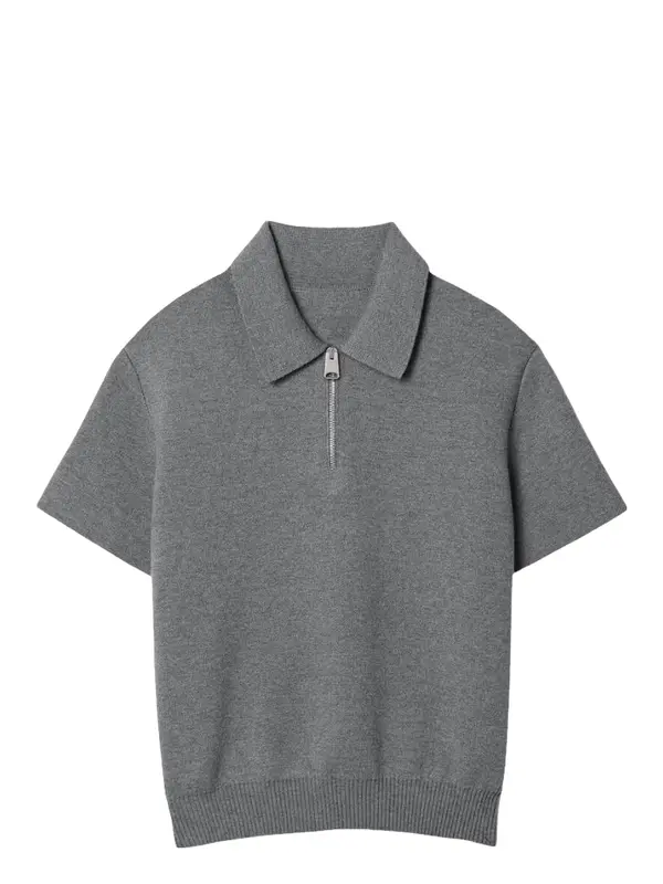 Khaite Gulliame Wool-blend Polo Top - Gray