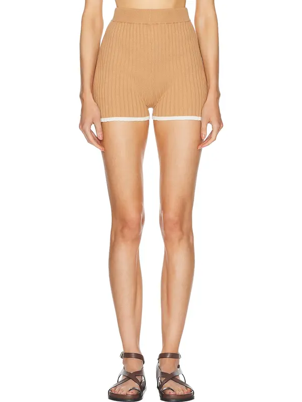 Matthew Bruch Rib Knit Hot Short - Khaki Knit