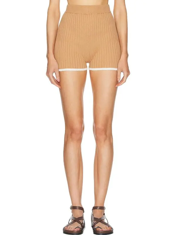 Matthew Bruch Rib Knit Hot Short - Khaki Knit