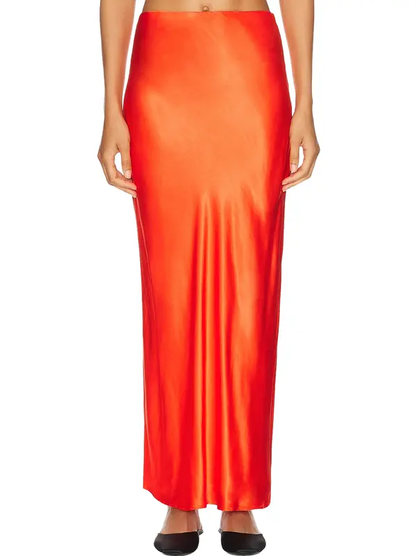 L'academie By Marianna Noemie Midi Skirt - Red Orange