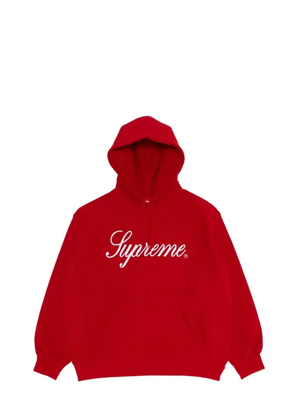 Supreme Raised Script Hooded Sweatshirt - Red
