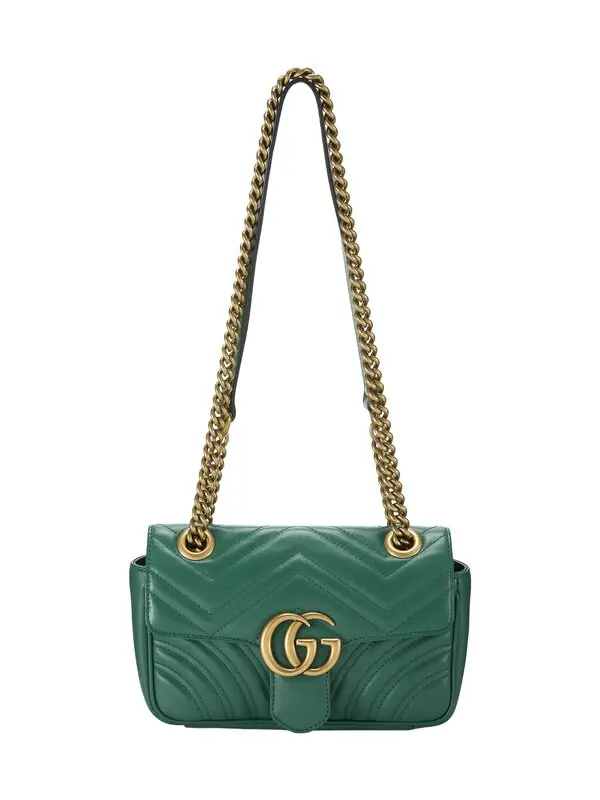 Gucci Leather Gg Marmont Shoulder Bag - Green