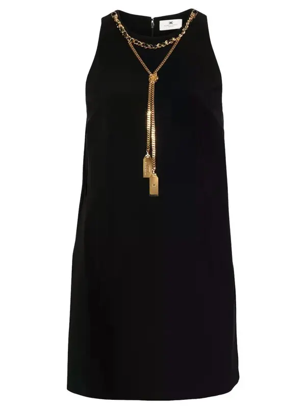 Elisabetta Franchi Chain-link Detail Crepe Mini Dress - Black