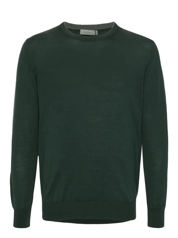 Canali Crew-neck Merino-wool Jumper - Green