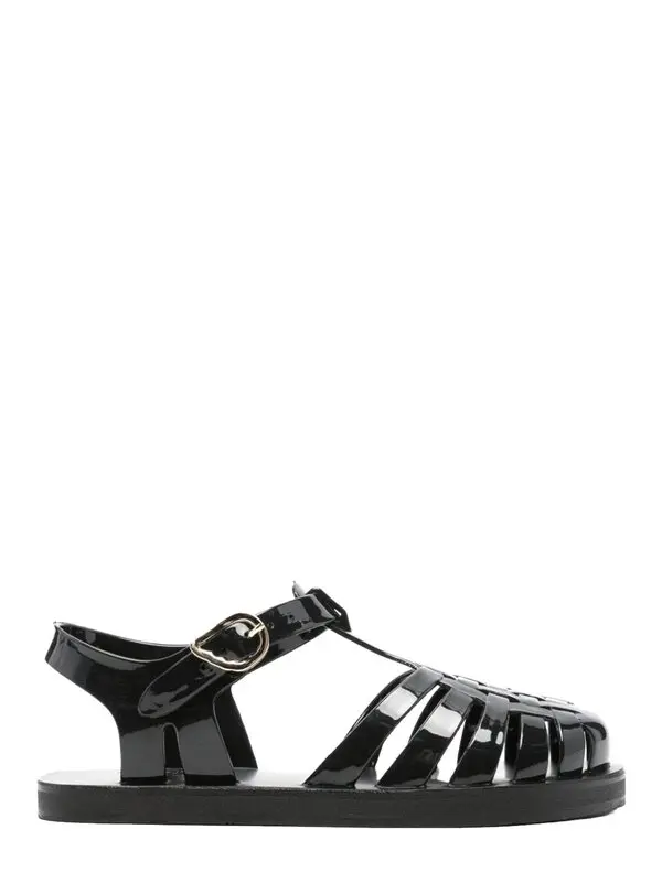 ANCIENT GREEK SANDALS Homeria Jelly Flat Sandals - Black