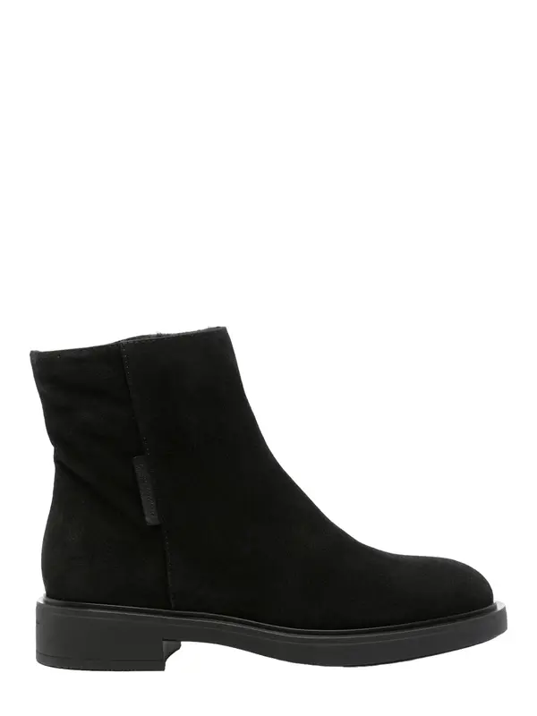 GIANVITO ROSSI Shearling-lining Suede Ankle Boots - Black